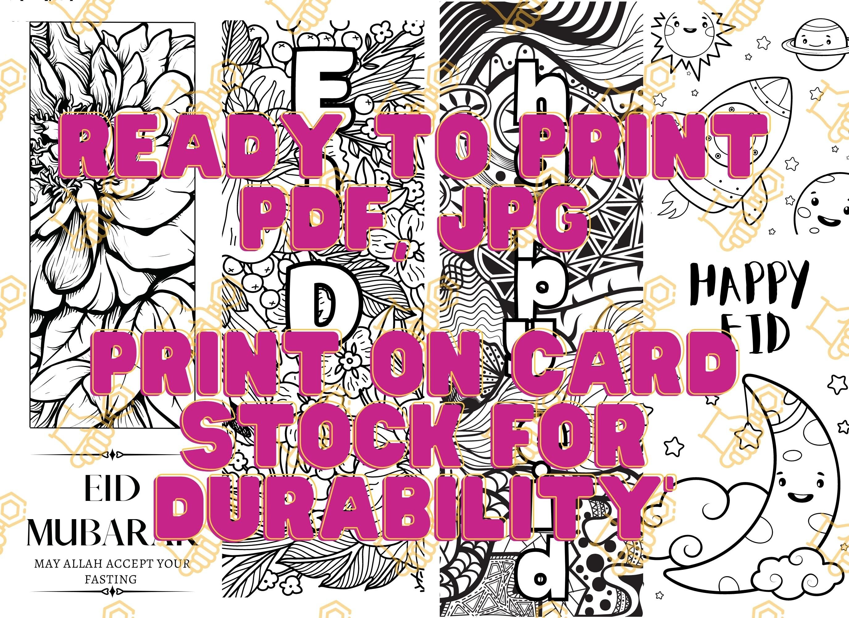 EID MUBARAK Coloring Bookmarks. Digital Download. Eid Favors. Eid Party ...