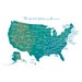 Teal United States Map Print - States and Capitals - USA Poster ...