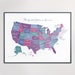 Colorful United States Map Print Blue, Purple, Teal USA Poster ...