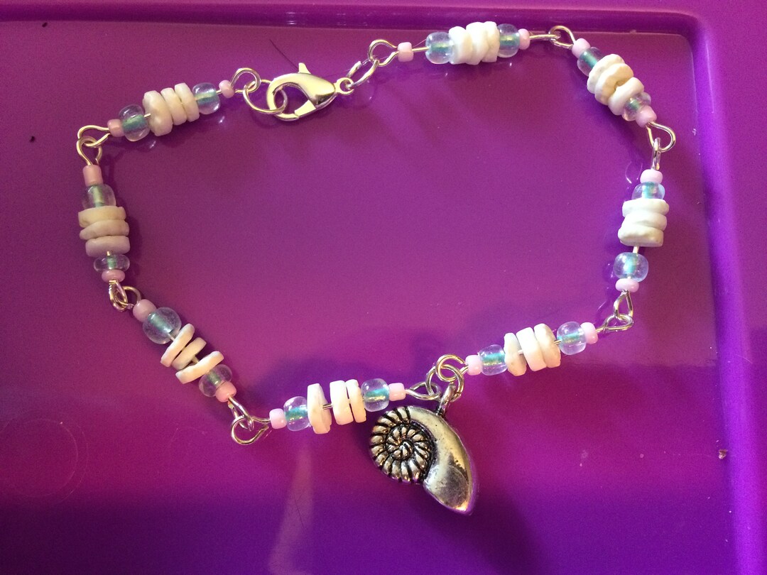 Silver Plated Nautilus Shell Charm Bracelet - Etsy