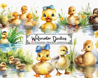 Fluffy Ducklings PNG Chicks Clipart Baby Ducks PNG Duck Watercolor Baby ...