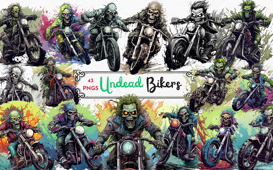 Undead Bikers Clipart, PNG Zombie Printables, Gothic Zombies, Zombie ...