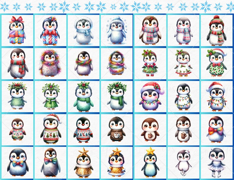 212 Cute Christmas Baby Penguin Clipart Bundle, Christmas Winter ...