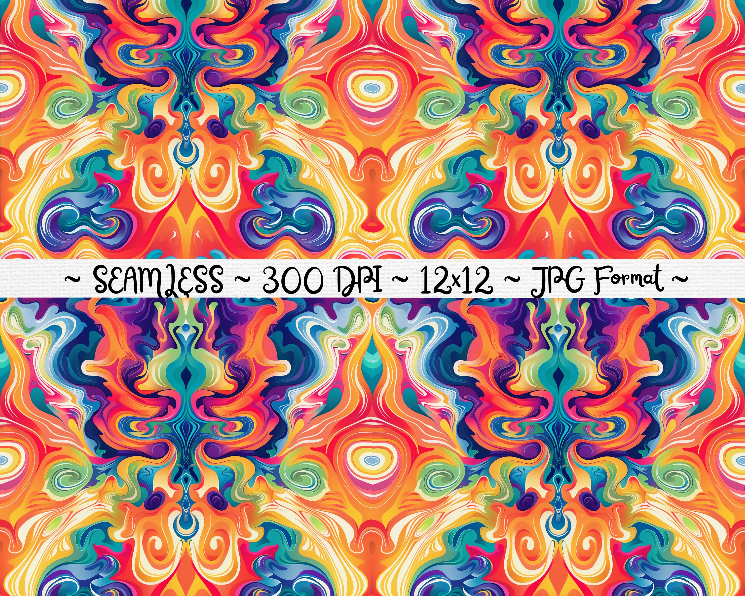 Psychedelic Seamless Patterns - 74 Designs - 12x12 Inch - Commercial ...