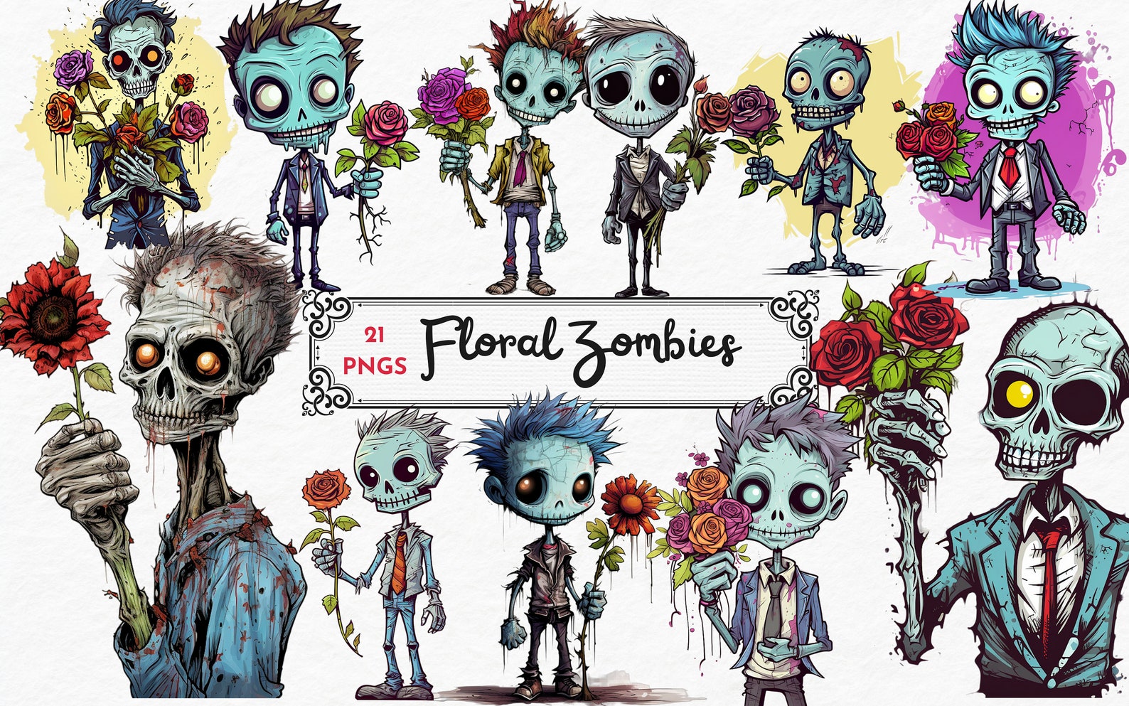 Zombie Clipart, PNG Zombie Printables, Gothic Zombies, Zombie Ephemera ...