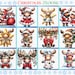 Christmas Moose PNG Clipart, Watercolor Winter Moose Holiday Bundle ...