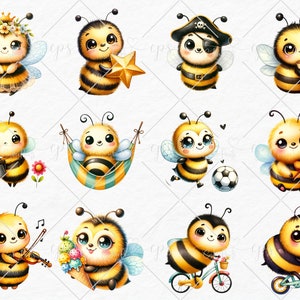 Watercolor Cute Bee Clipart, Bees Clip Art, Cute Animals, Bee Art ...