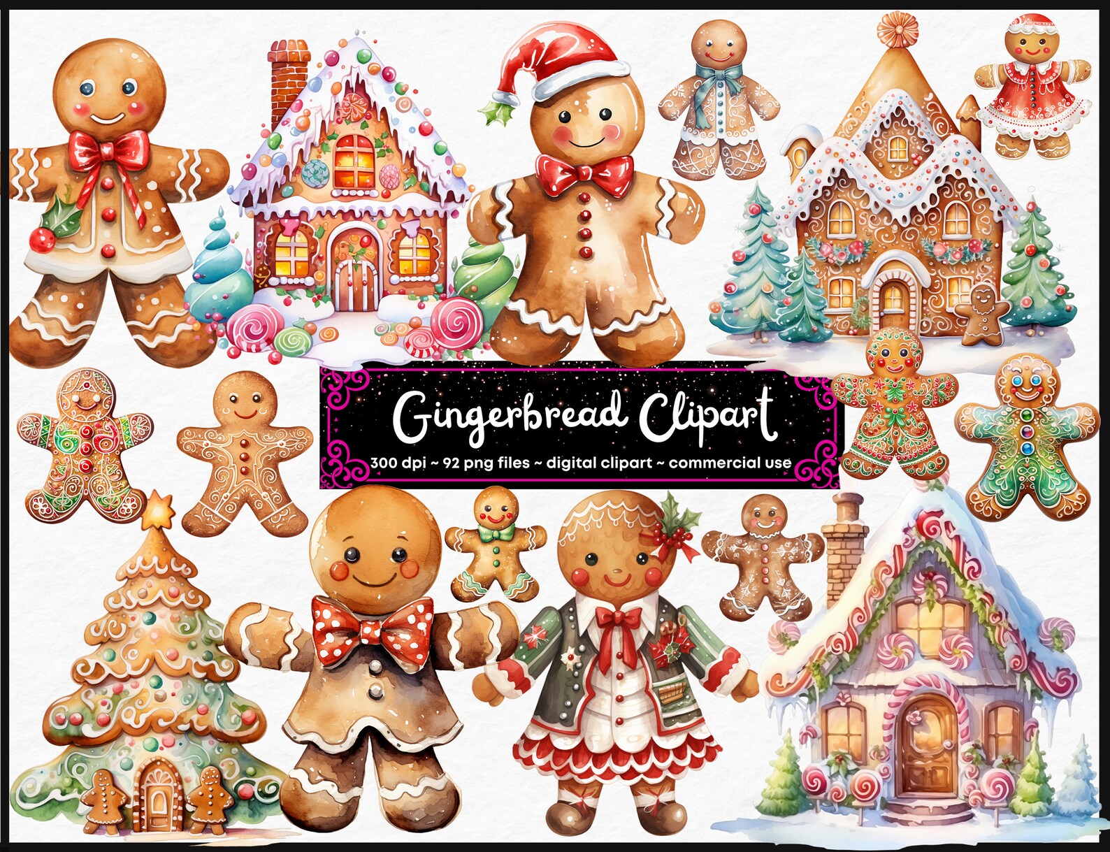 Gingerbread House Clipart, Gingerbread Clipart, Commercial Use, Digital ...