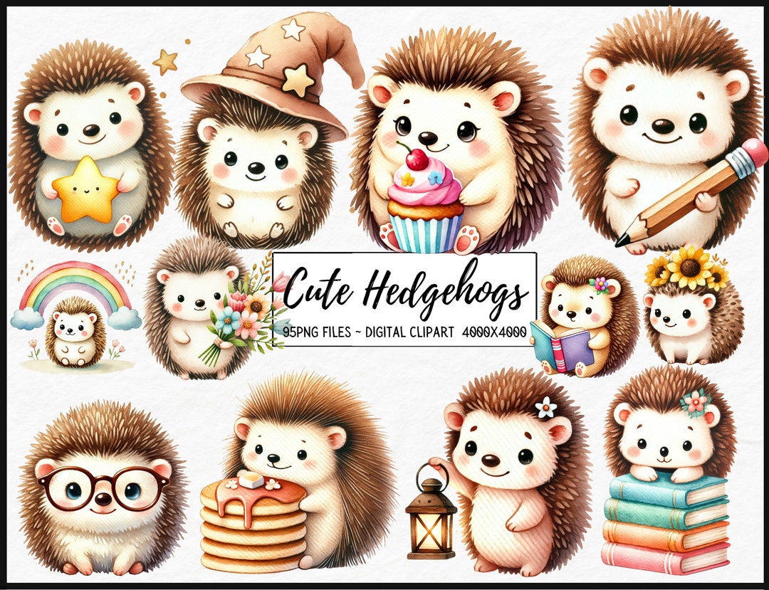 Cute Hedgehogs Clipart, Hedgehog Clipart Bundle, Hedgehog PNG, Cute ...