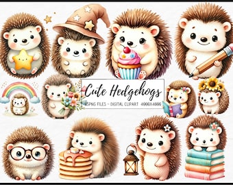 Cute Hedgehogs Clipart, Hedgehog Clipart Bundle, Hedgehog PNG, Cute ...