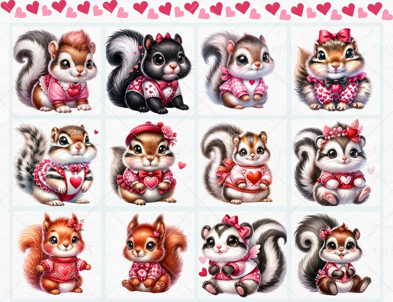 Valentine Squirrel Clipart Bundle Sublimation Bundle for - Etsy