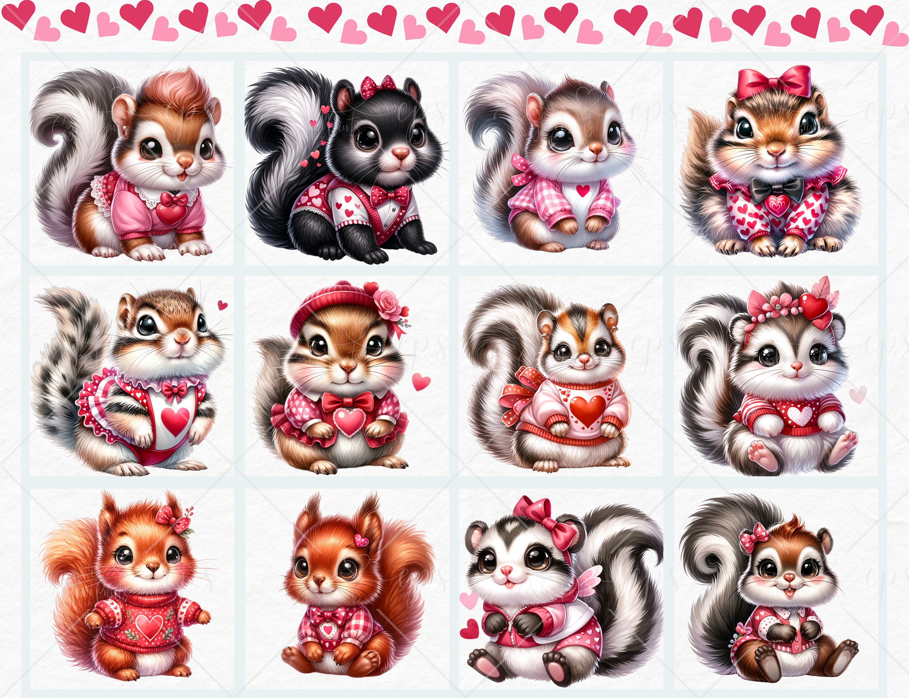 Valentine Squirrel Clipart Bundle Sublimation Bundle for - Etsy