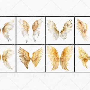 Golden Angel Wings Clipart, Watercolor Clipart, Feather Wings Png ...