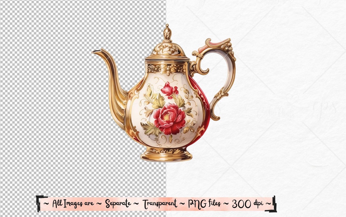 Watercolor Rose Tea Clipart Rose Tea Cups Garden Tea Clip - Etsy