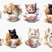 Watercolor Kitten in Teacup Clipart PNG Printable Floral Cat Tea Party ...