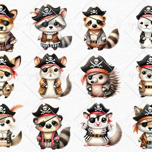 Pirate Animals Clipart - Cute Pirate Critters PNG - Digital Download ...
