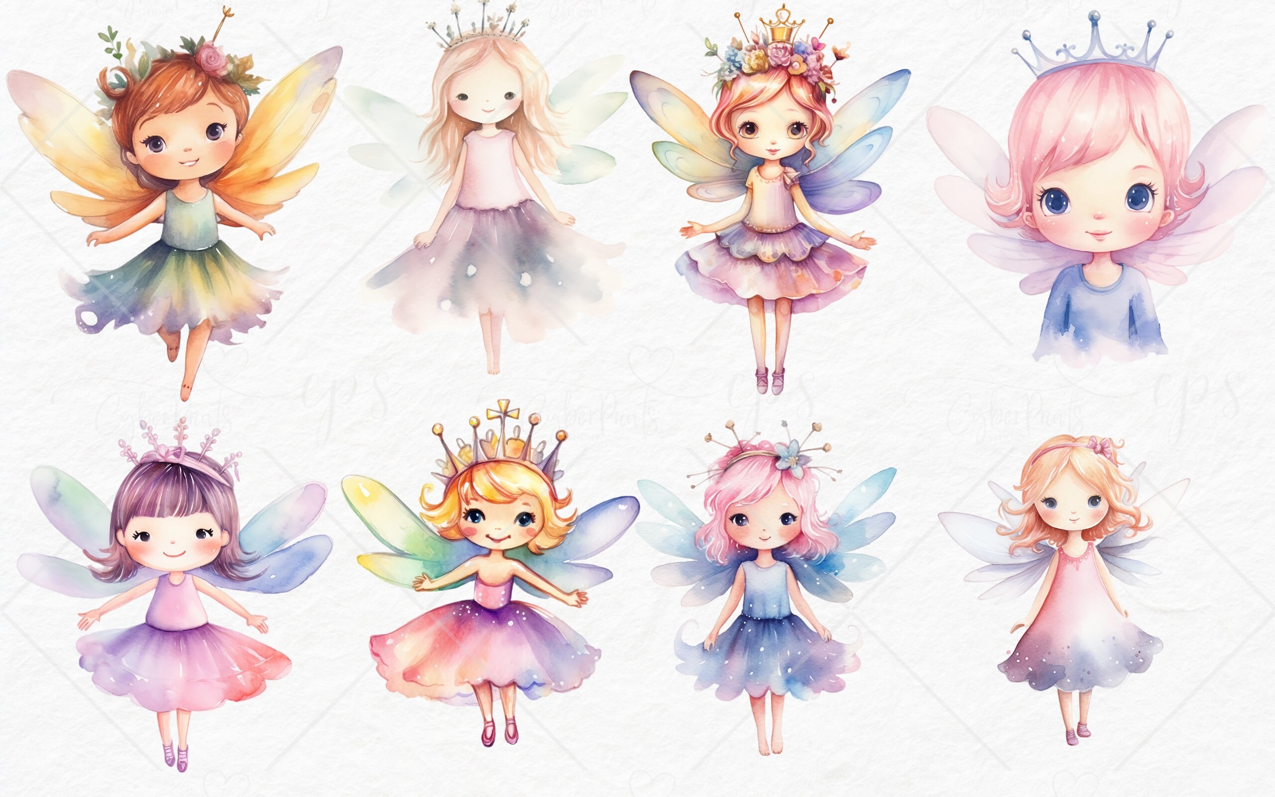 Watercolor Fairies Clipart Fairy Clipart Watercolor Fairies PNG Bundle ...