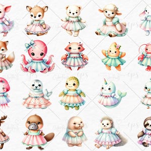 Animal Dress Clipart Bundle - Cute Nursery Animals in Dresses - PNG ...
