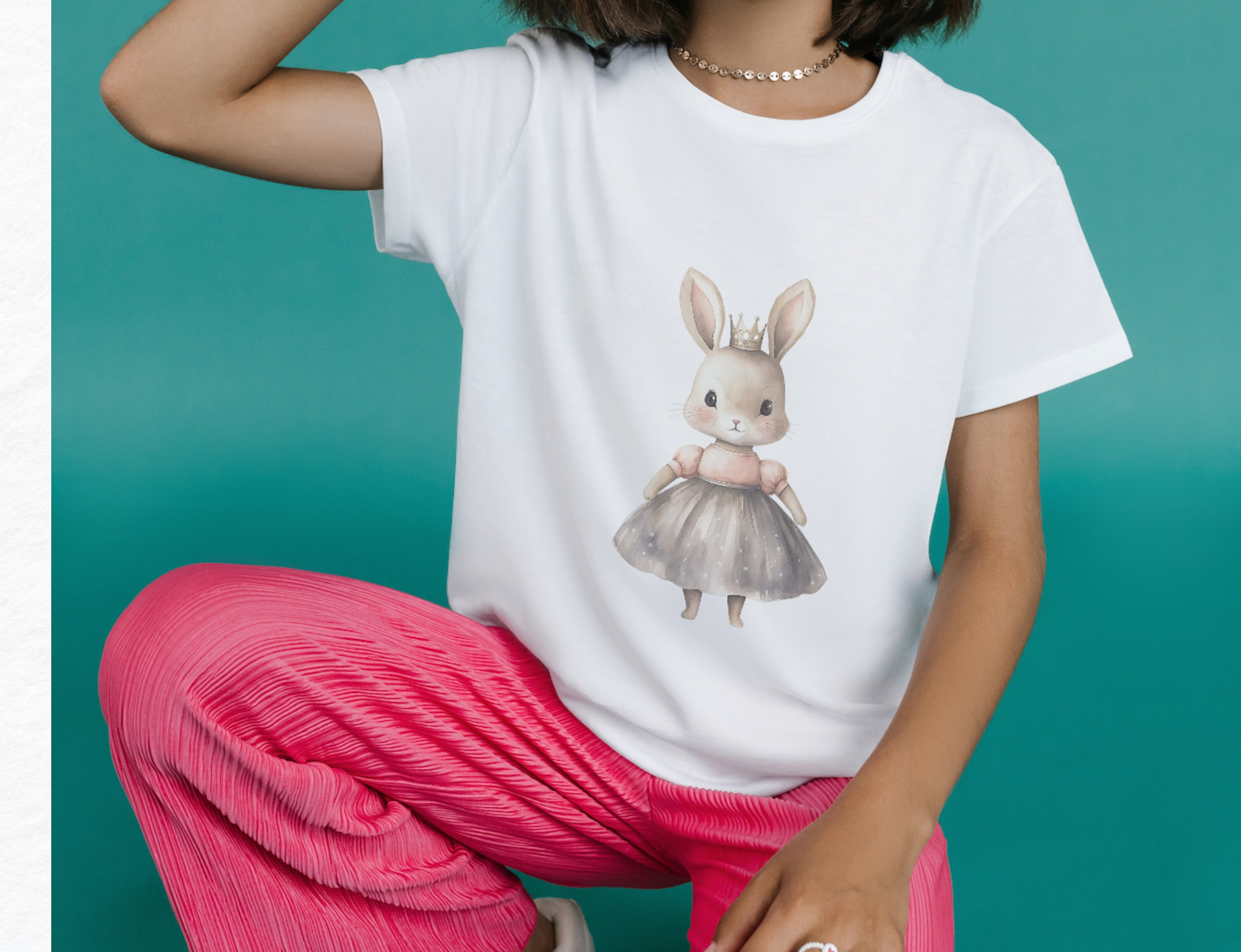 Princess Bunnies Watercolor Clipart Png Rabbit Bunny Png - Etsy