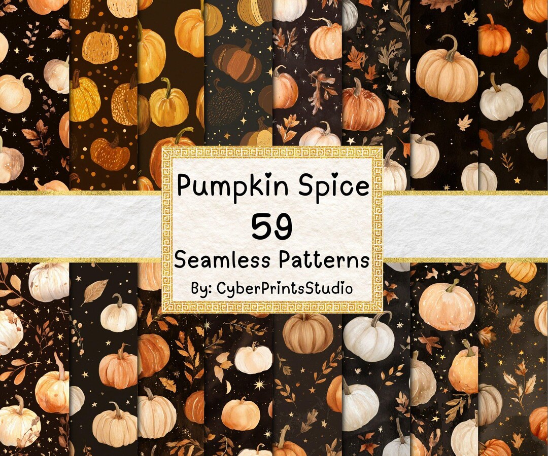Pumpkin Digital Paper Bundle – 59 Seamless Fall Pumpkin Backgrounds for ...