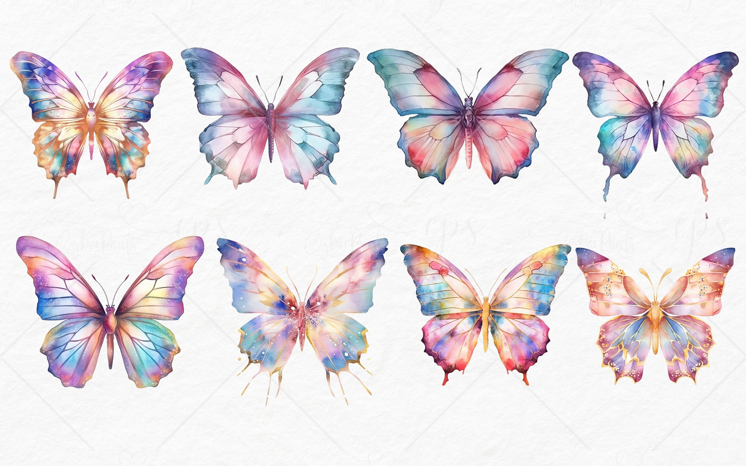 Gold Foil Butterflies Clipart, Painted Butterfly Clipart, Butterfly ...