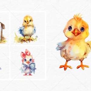 Spring Cute Watercolour Baby Chick Chicken Clipart Easter Clipart Cute ...
