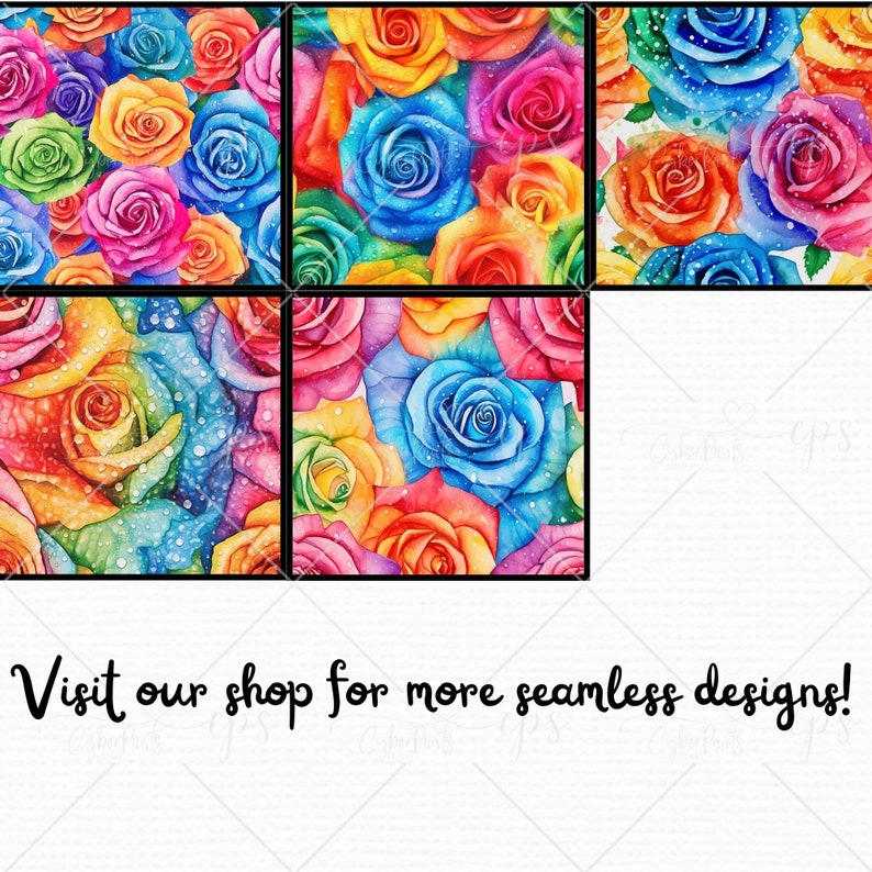 Rainbow Rose Digital Paper Flowers Seamless Pattern Floral - Etsy