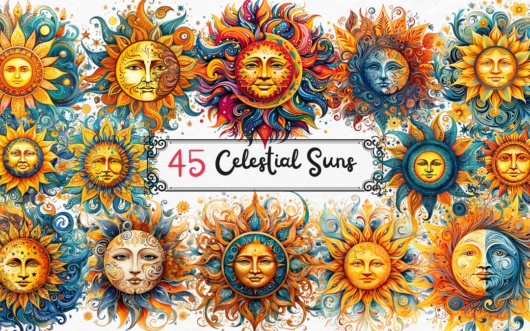 Celestial Clipart Bundle, Sun Clip Art, Mystical Clipart, Commercial ...