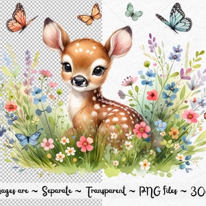 Cute Baby Animals Clipart, Spring PNG, Watercolor Forest Animals Png ...