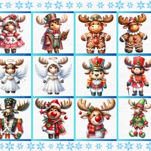 Christmas Moose PNG Clipart, Watercolor Winter Moose Holiday Bundle ...