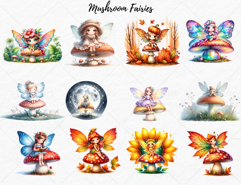 PNG Watercolor Mushroom Fairies Clipart, Enchanted Forest Fairy PNG ...