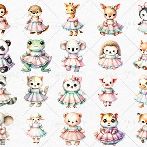 Animal Dress Clipart Bundle - Cute Nursery Animals in Dresses - PNG ...