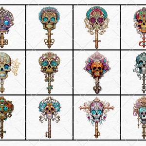 Skeleton Keys Clipart Watercolor Graphics - Digital Download PNG Files ...