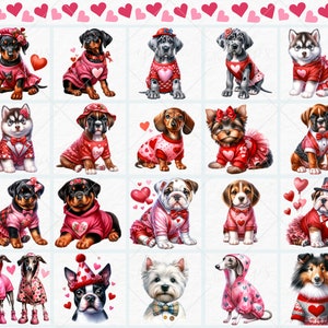 Valentine Dog Clipart Bundle - Puppy Sublimation Bundle for Valentines ...