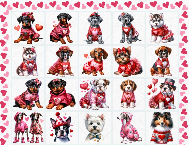 Valentine Dog Clipart Bundle - Puppy Sublimation Bundle for Valentines ...