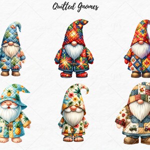 Quilted Gnomes Watercolor Clipart, Whimsicle, Hearts, Cute Whimsical ...