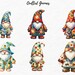 Quilted Gnomes Watercolor Clipart, Whimsicle, Hearts, Cute Whimsical ...
