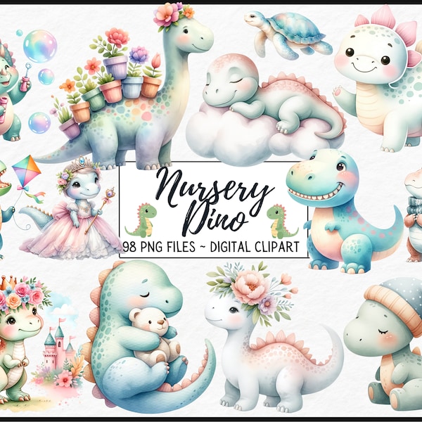 Baby Dinosaur Clipart - Etsy