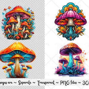 Watercolor Magic Mushrooms Clipart - Trippy Fantasy Watercolor Witch ...