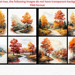 Watercolor Autumn Clipart, Fall Landscape Png Instant Download, Fall ...