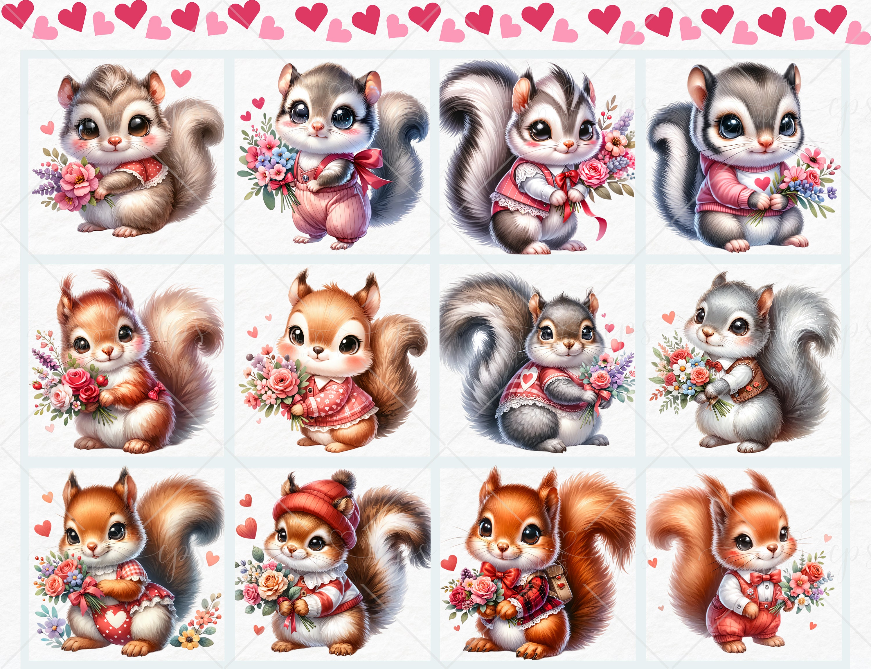 Valentine Squirrel Clipart Bundle Sublimation Bundle for - Etsy