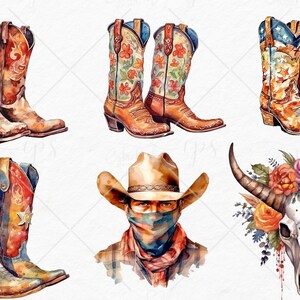 Watercolor Western Clipart - Cowboy Clipart Texas Cowboy Ranch PNG ...