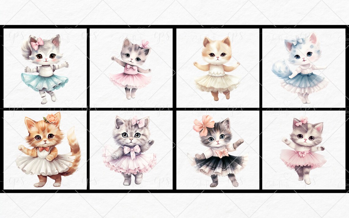 Dancing Kittens Watercolor Clipart Png, Kitten Png,cute Kitten Png ...