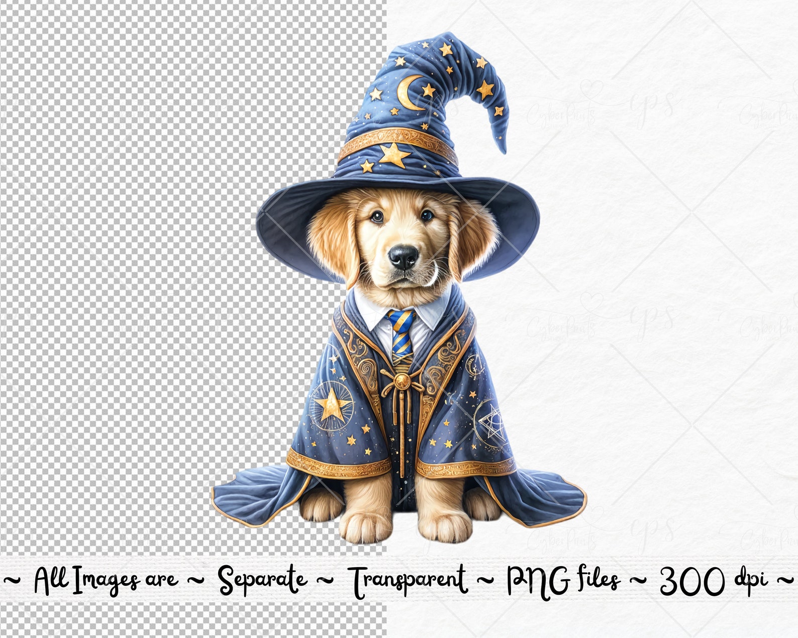 Watercolor Golden Retrievers PNG, Cute Puppy Outfits, Dressed Dogs ...