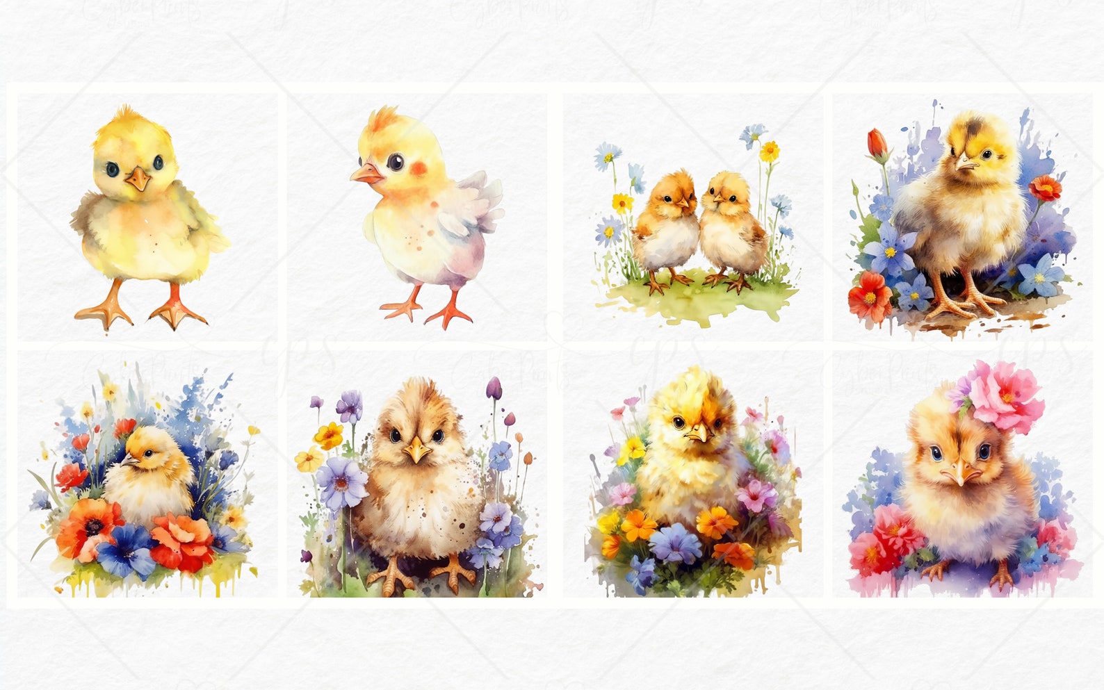 Spring Cute Watercolour Baby Chick Chicken Clipart Easter Clipart Cute ...