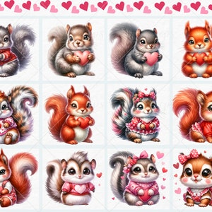 Valentine Squirrel Clipart Bundle - Sublimation Bundle for Valentines ...