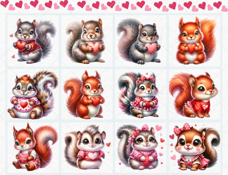 Valentine Squirrel Clipart Bundle Sublimation Bundle for - Etsy