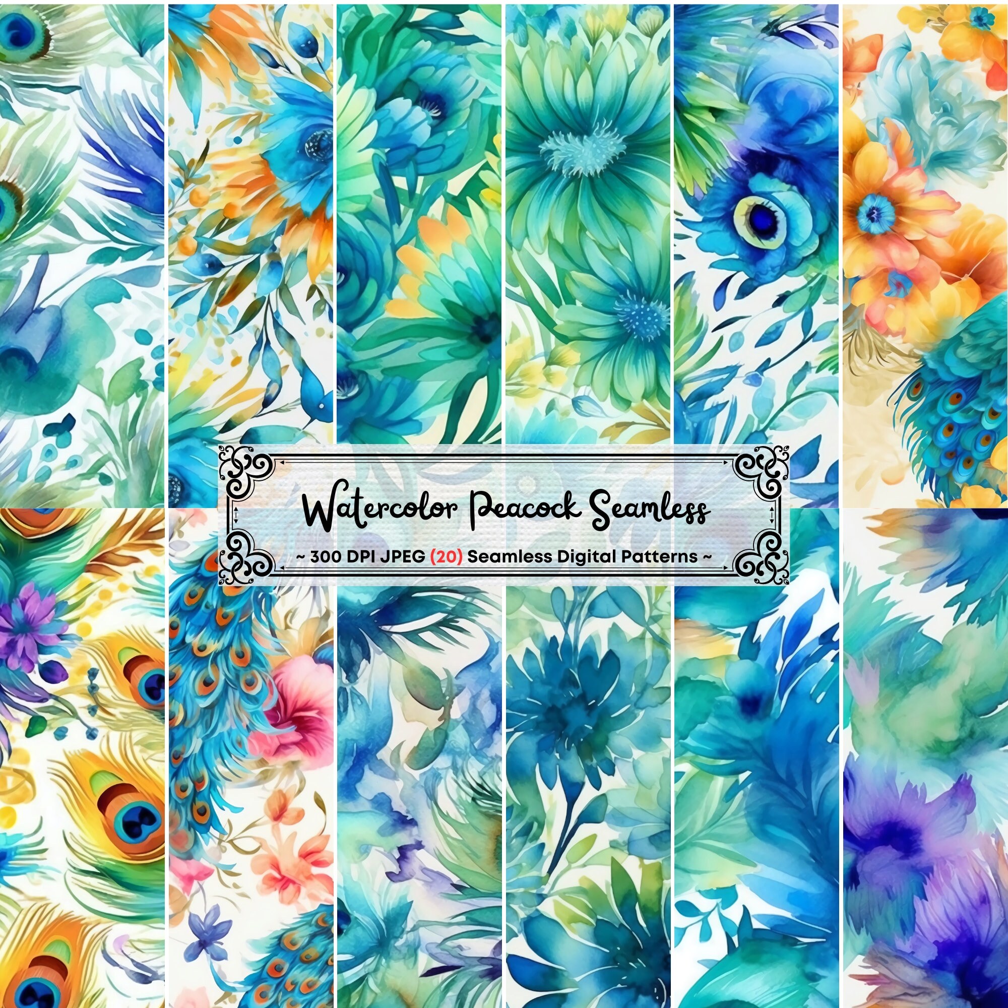 Peacock Digital Paper, Peacock Seamless Pattern, Peacock Prints ...