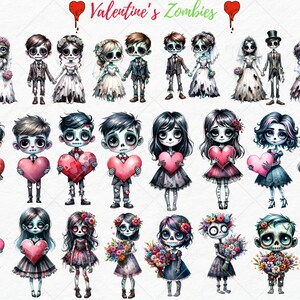 Valentine's Day Zombie Love Clipart, PNG Zombie Printables, Junk ...
