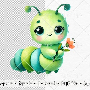 Cute Caterpillar PNG Bundle, Digital Crafts Designs Transparent, Little ...